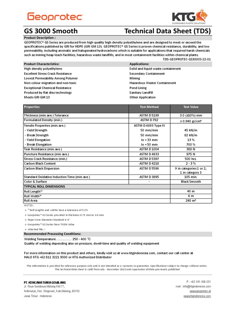 TDS-GEOPROTEC-GS3000S-22-01 Rev.01 | PDF | Polyethylene | Materials