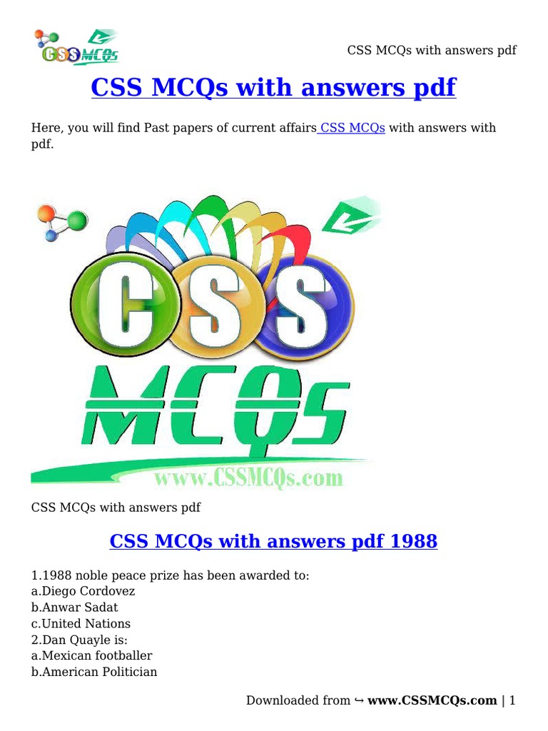 CSS MCQs With Answers PDF | PDF