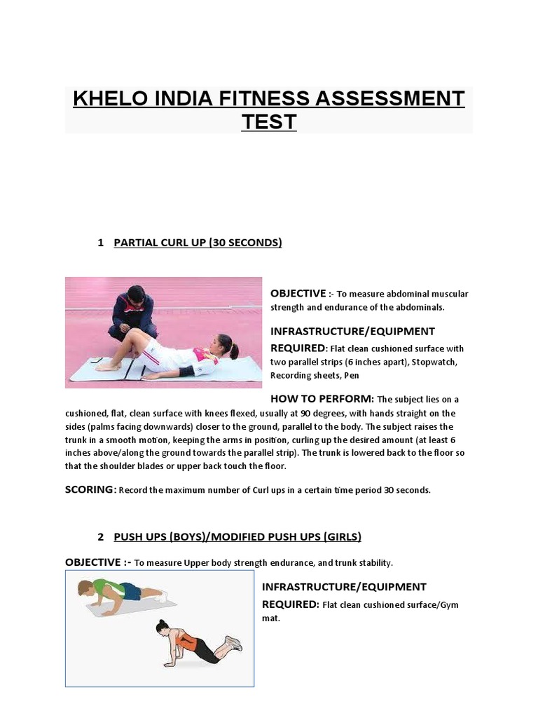 Khelo India Fitness Assessment Test | PDF