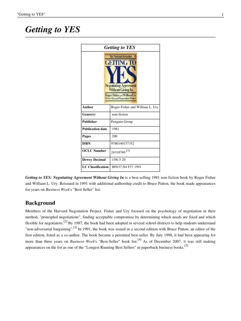 Getting To YES | PDF | Negotiation | Business