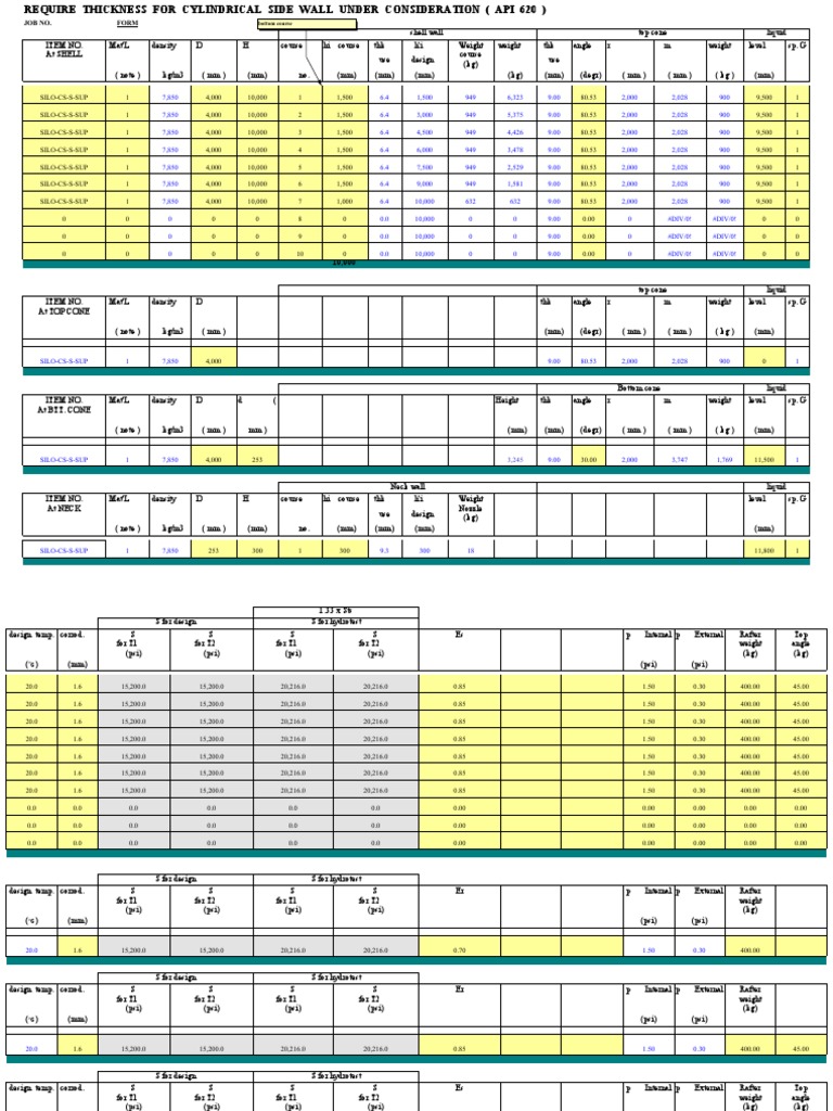 API 620 Silo Design Thickness Calculations | PDF | Pressure | Civil ...