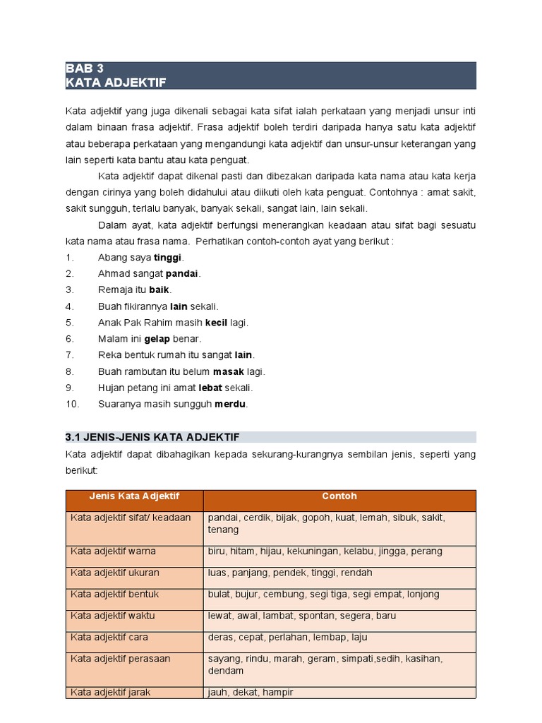 Nota Kata Adjektif | PDF