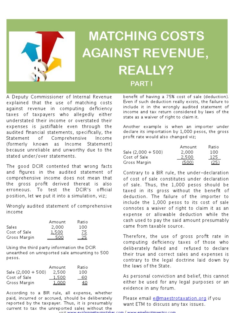 Matching Cost Against Revenue | PDF | Tax Deduction | Expense