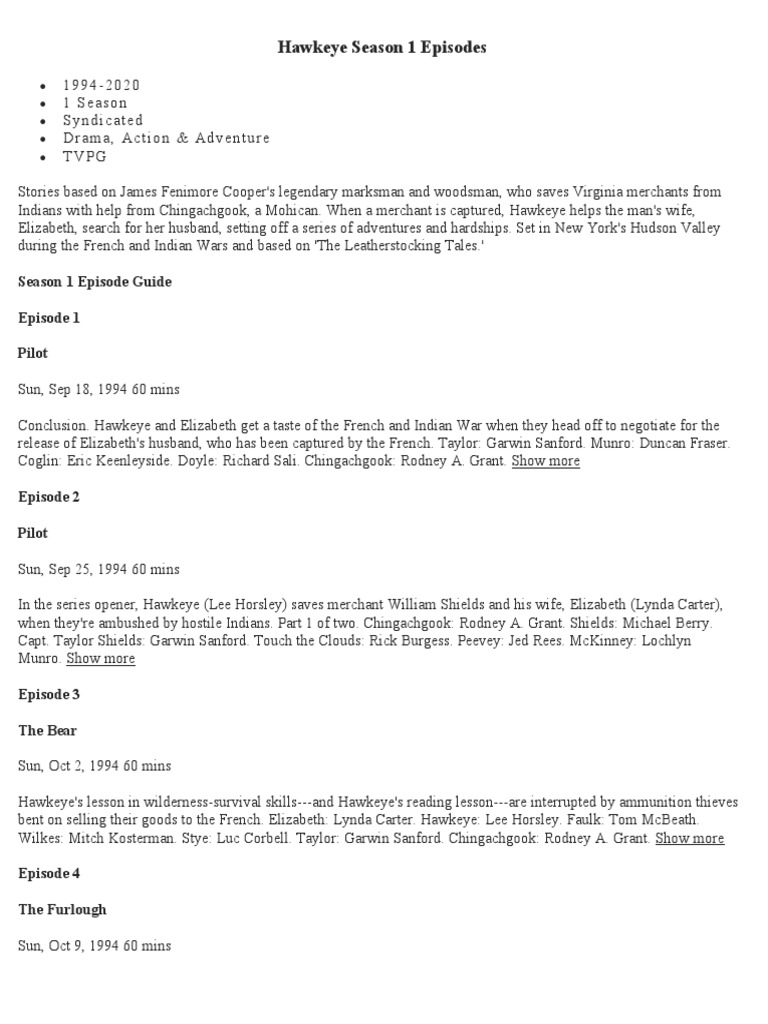 Hawkeye Season 1 Episodes | PDF