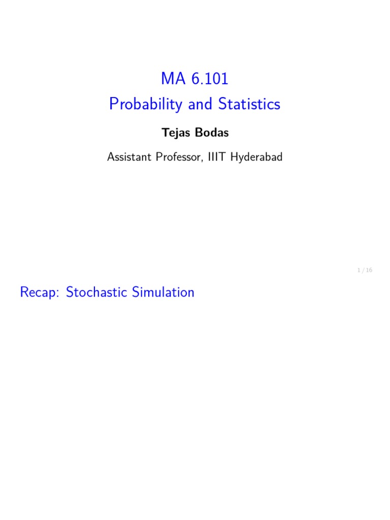 MA 6.101 Probability and Statistics: Assistant Professor, IIIT Hyderabad | PDF | Estimator ...