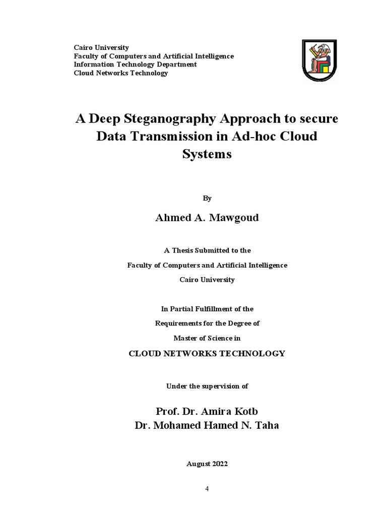 A Deep Steganography Approach To Secure Data Transmission In Ad Hoc Cloud Systems Pdf Cloud