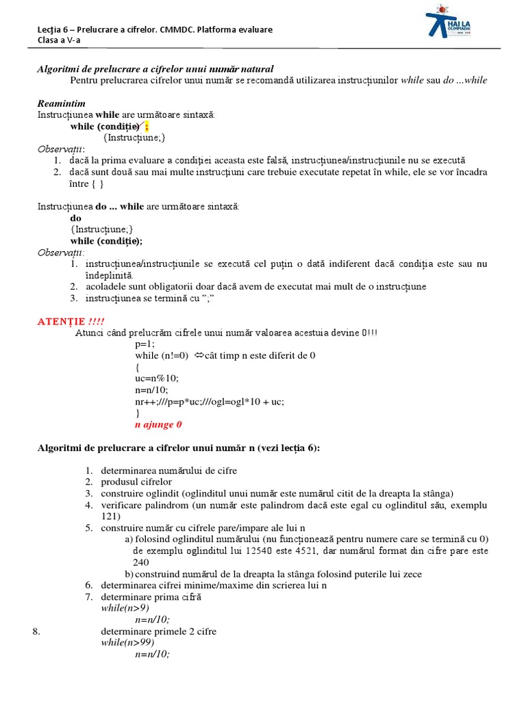06 Cifre CMMDC | PDF