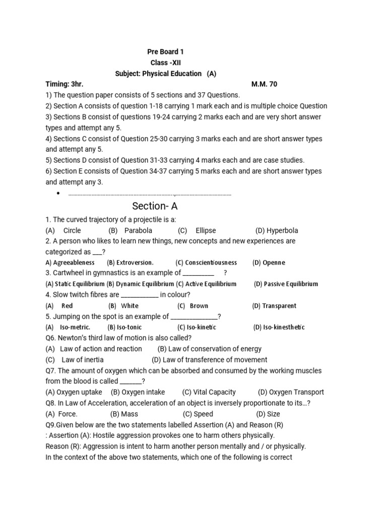 Set B Physical Education | PDF