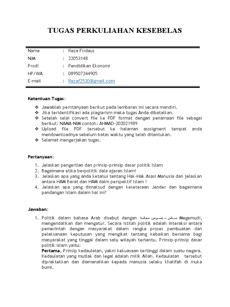 Prinsip Politik Islam dan Etika Berpolitik | PDF | Sains & Matematika