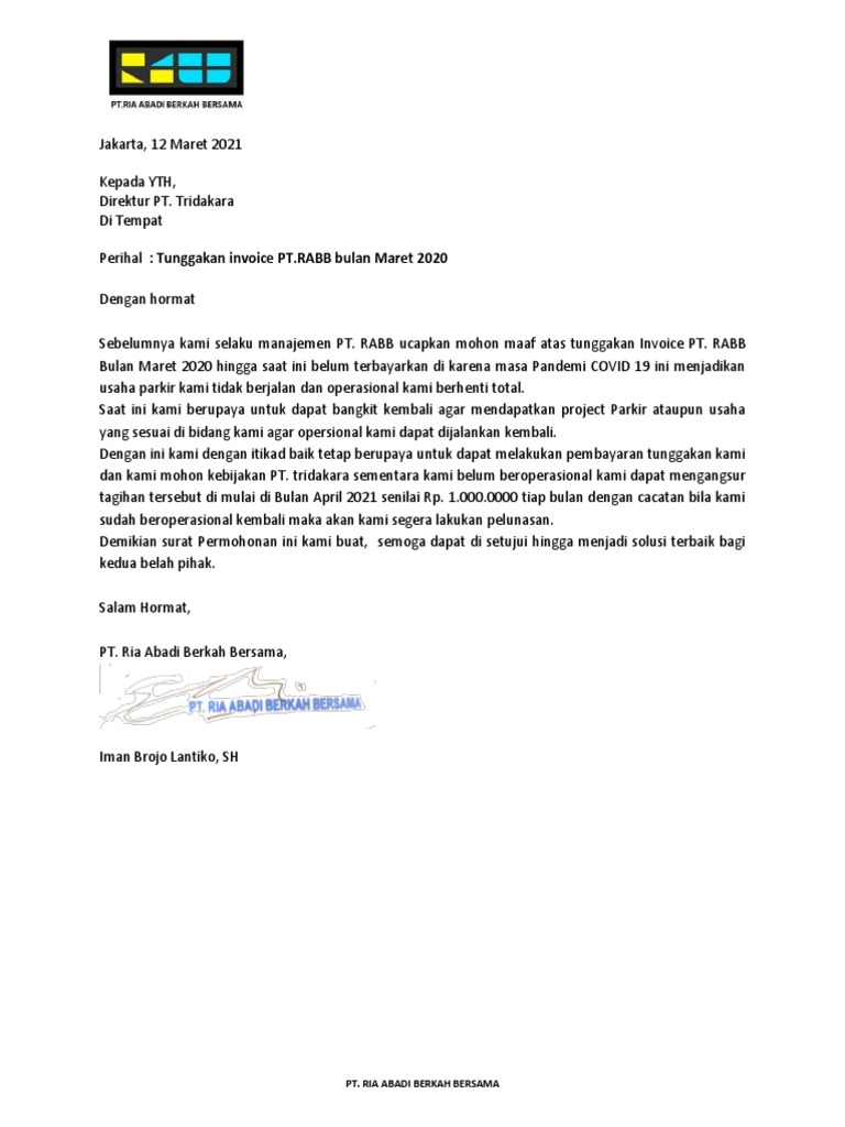 Surat Permohonan PT. RABB | PDF