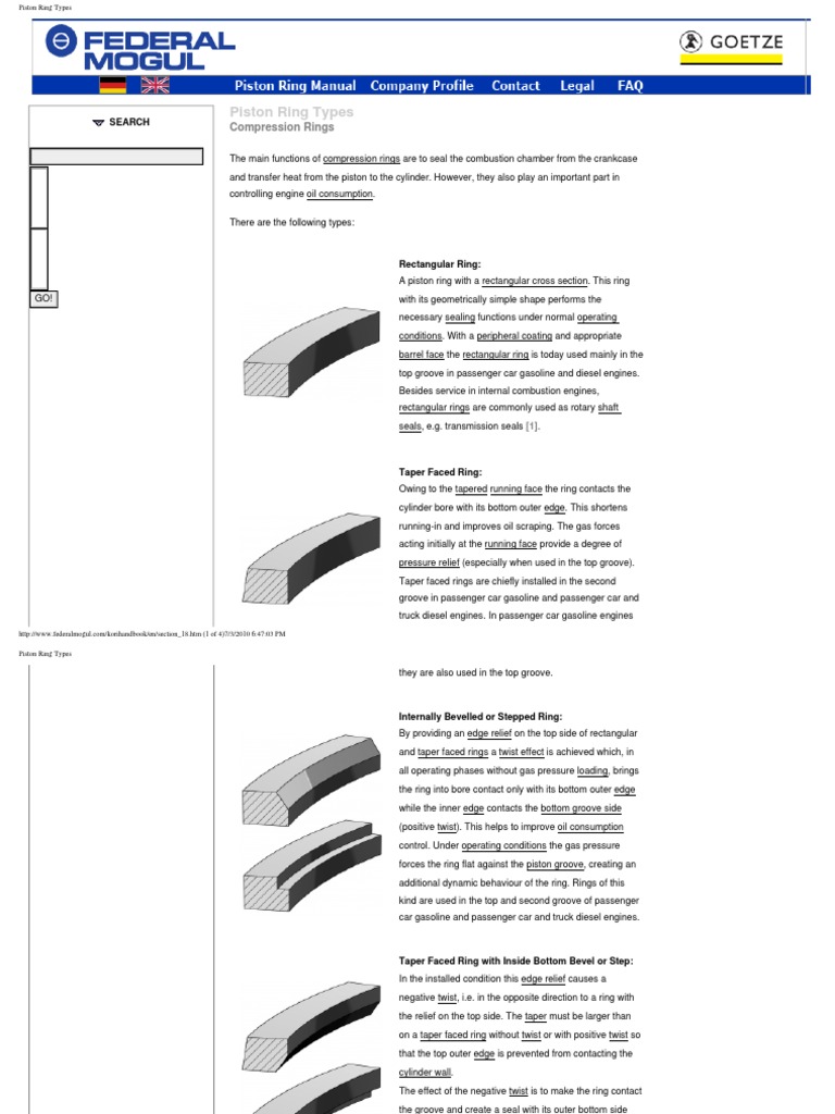 Piston Ring Types | PDF | Piston | Internal Combustion Engine
