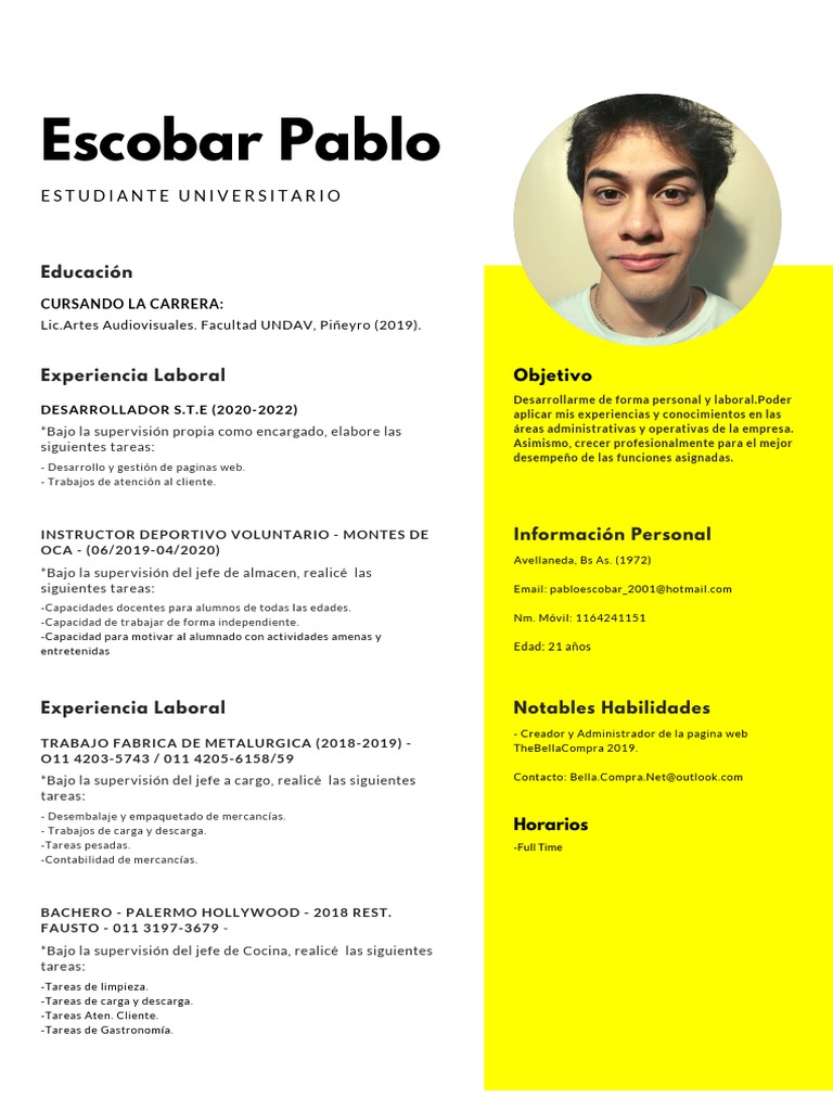 Pablo Ignacio Jesus Escobar CV | PDF | Negocios