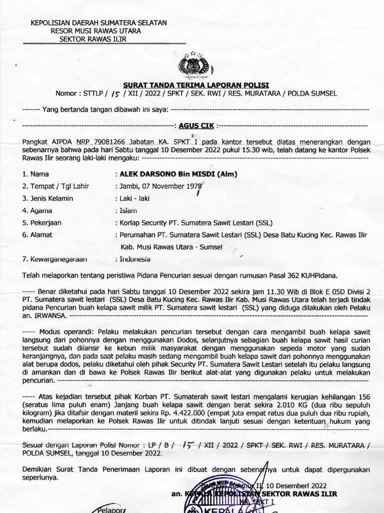 Laporan Polisi | PDF