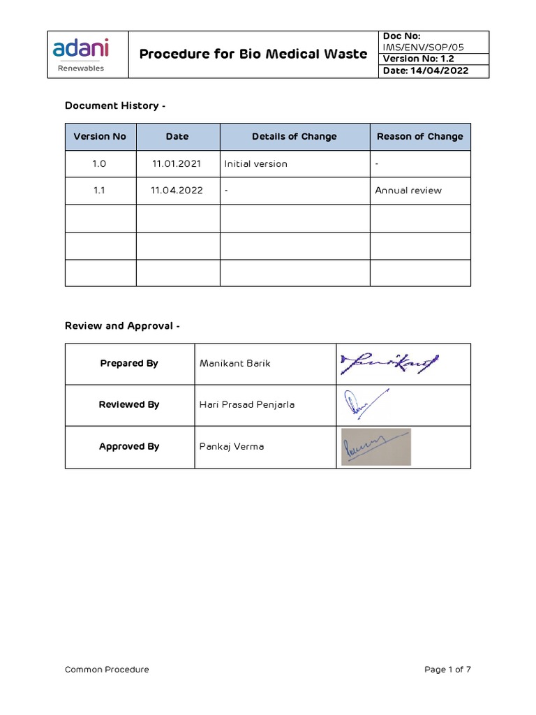 Procedure For Biomedical Waste | Download Free PDF | Waste Management ...