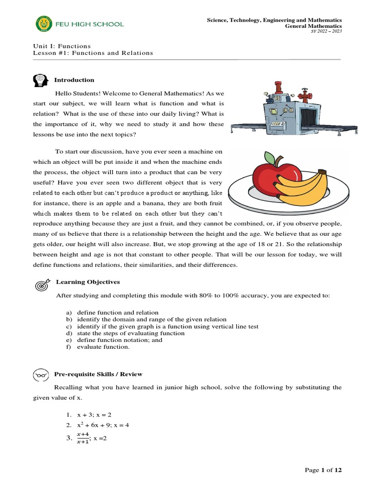 SG - Module 01 & 02 - BASIC CONCEPTS OF FUNCTION AND EVALUATING OF ...