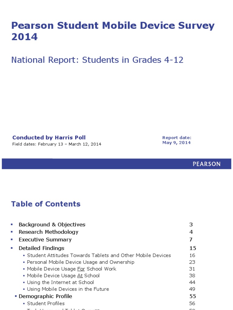 Student Mobile Device Usage Survey 2014 | PDF | Tablet Computer ...
