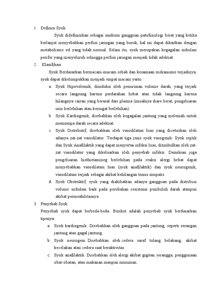Klasifikasi dan Penanganan Syok Medis | PDF | Sains & Matematika