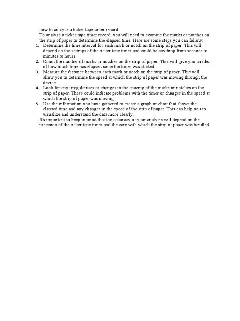 How To Analyse A Ticker Tape Timer Record | PDF