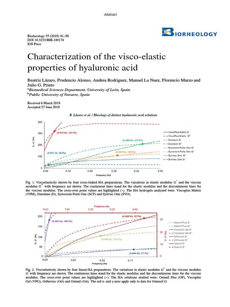 Biorheology 2018 - HA Properties Abstract | PDF | Viscoelasticity | Rheology