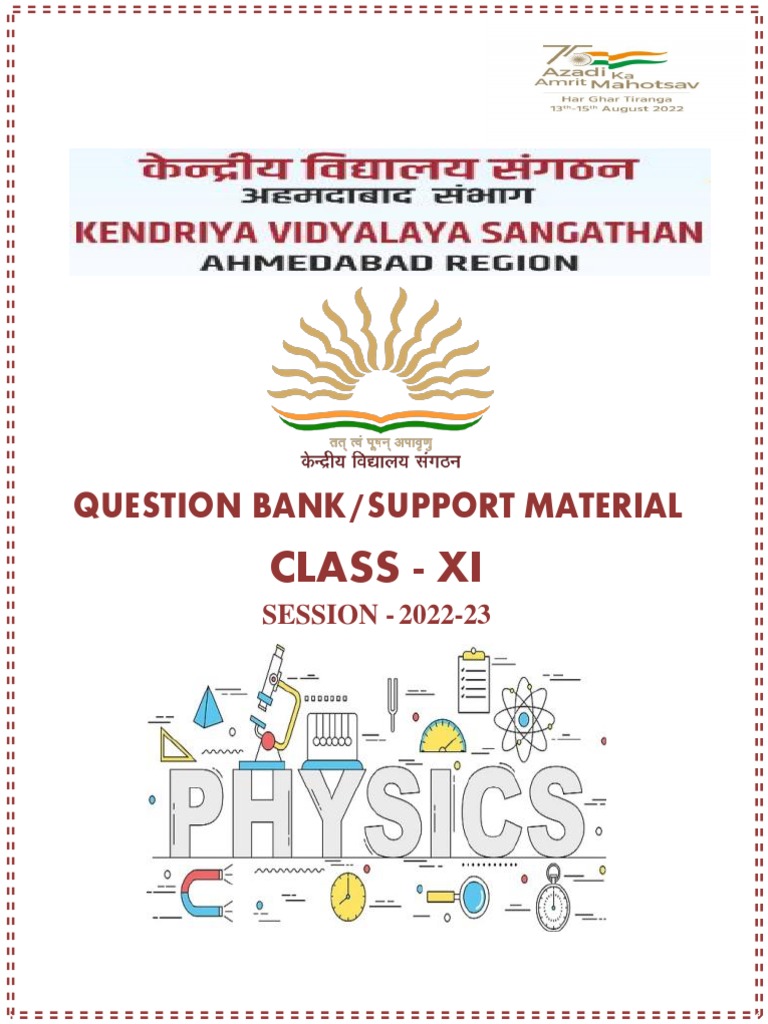 Physics Class XI Question Bank 2022-23 | PDF | Acceleration | Velocity