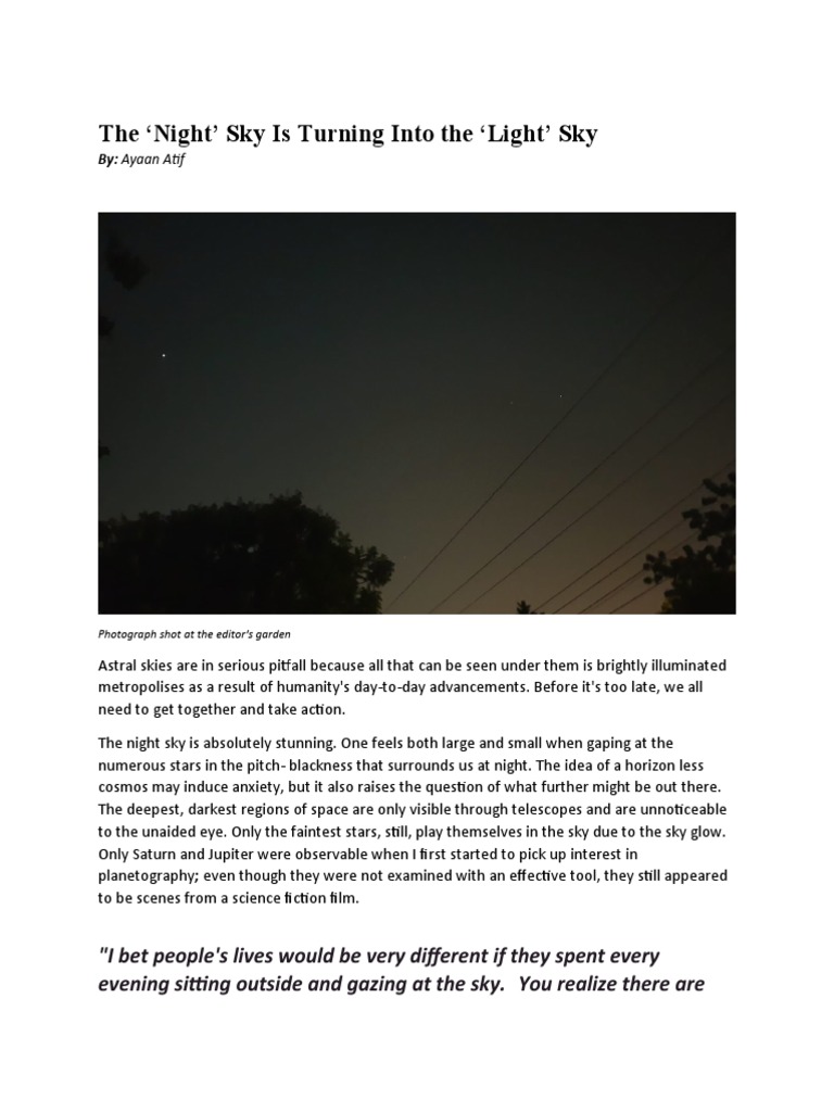 The Night Sky Is Turning Into The Light Sky | PDF | Sky | Night Sky