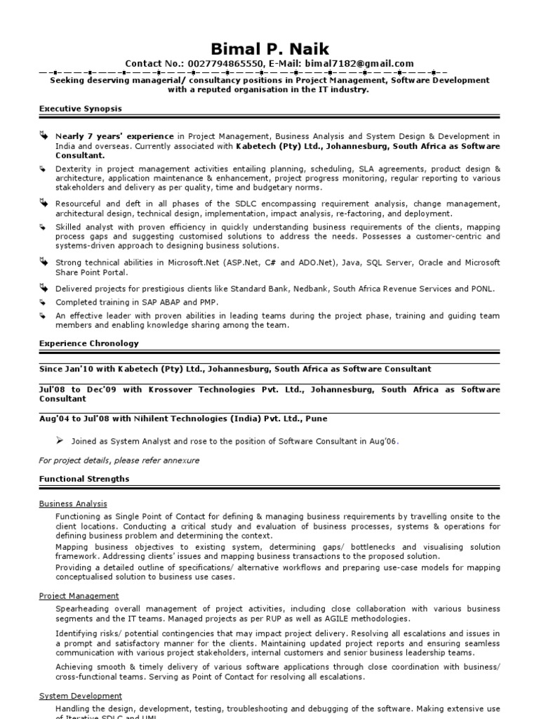 Bimal Naik: IT Project Management Expert | PDF | Software Development ...