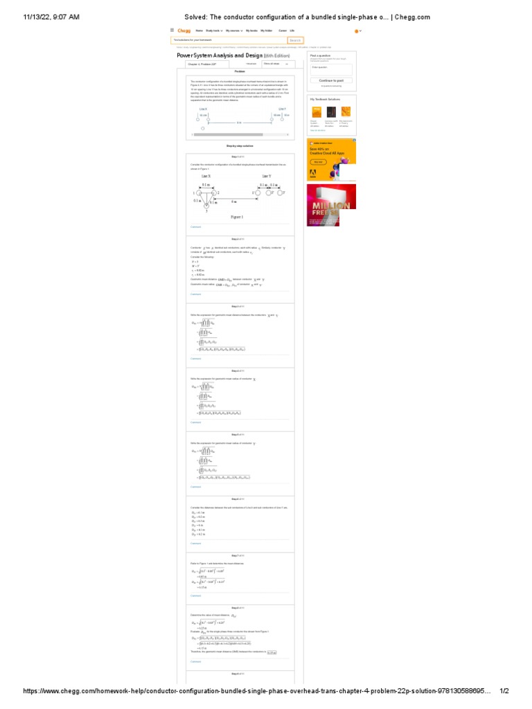 Solved - The Conductor Configuration of A Bundled Single-Phase O ...
