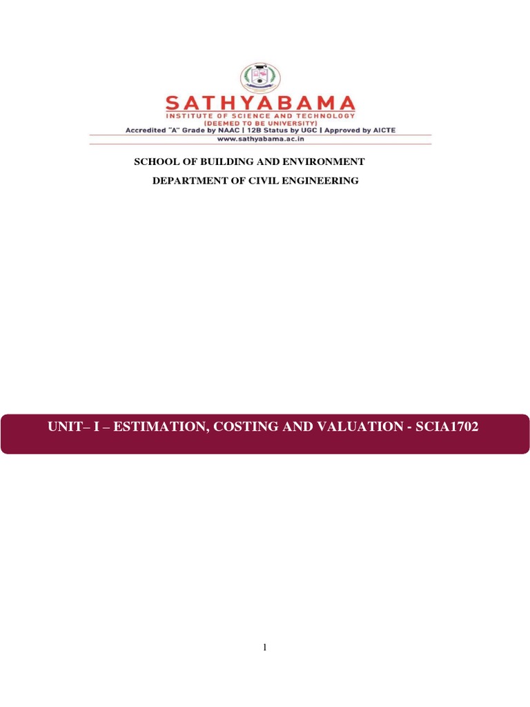 Estimation and Costing in Civil Engineering | PDF | Specification ...