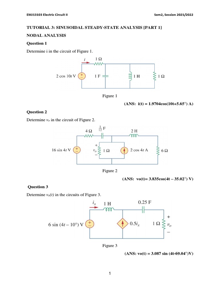 EMJ13103 TUTORIAL 3 - Part 1 | PDF | Electrical Engineering | Electricity