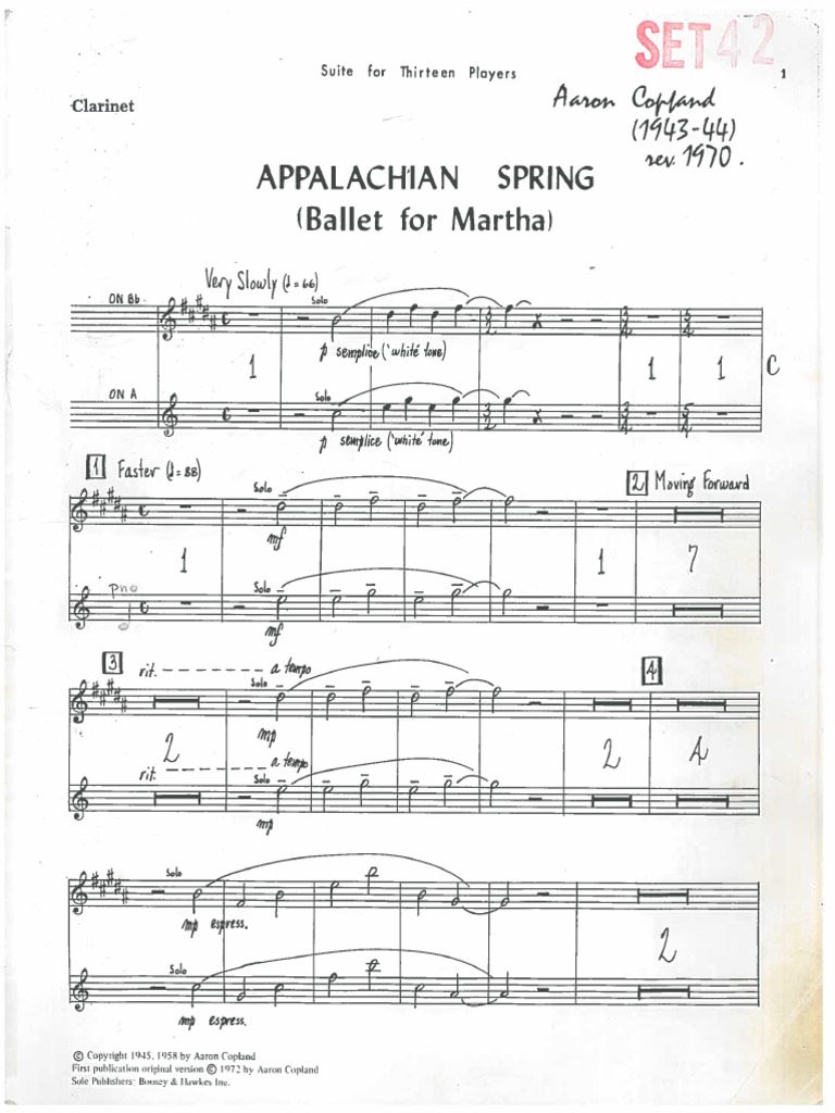 Copland - Appalachian Spring - Original Version, Parts | PDF