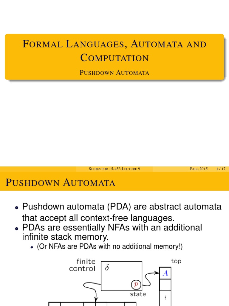 Lecture 5 Pushdown Automata Pdf Metalogic Computer Science