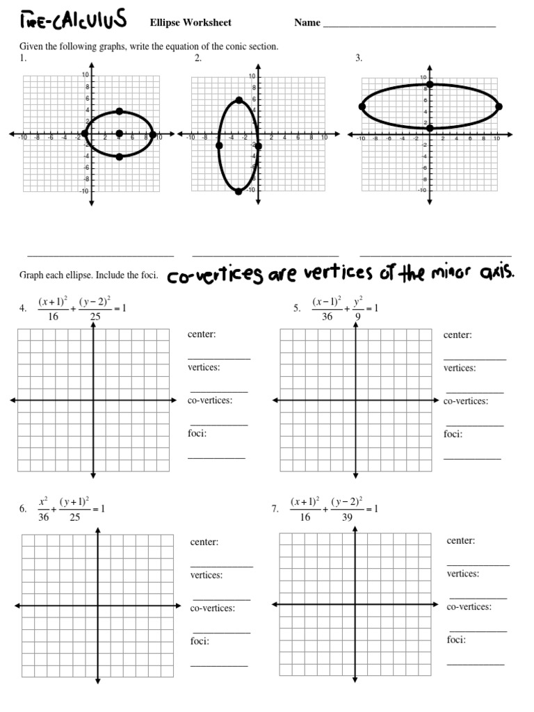 Ellipse Worksheet | PDF | Ellipse | Geometric Shapes