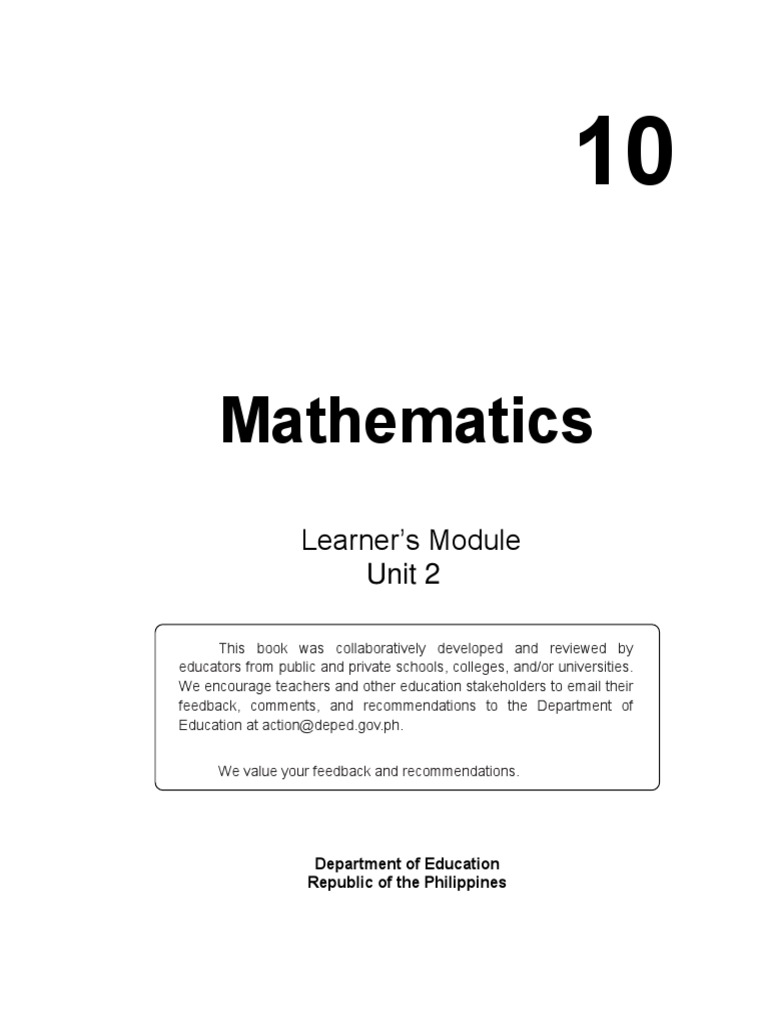 Math10 LM U2 | PDF | Polynomial | Factorization