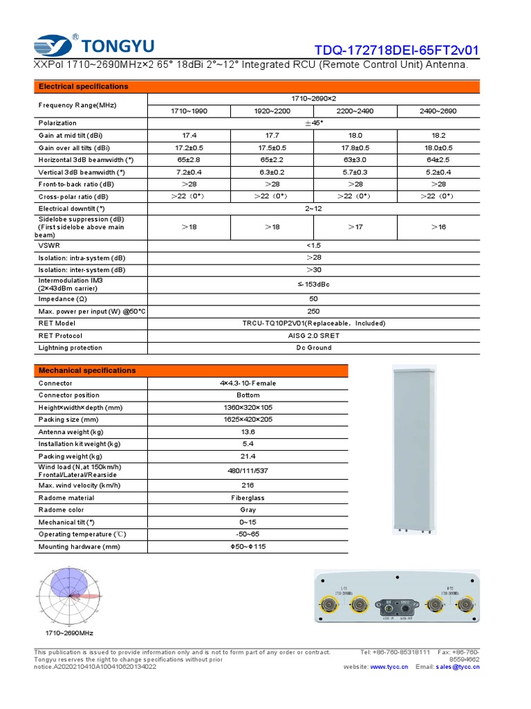 24 TDQ 172718DEI 65FT2v01 | PDF | Antenna (Radio) | Decibel