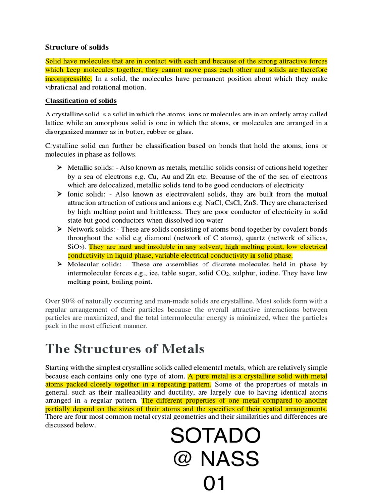 The Structures and Properties of Crystalline Solids: An Analysis of ...