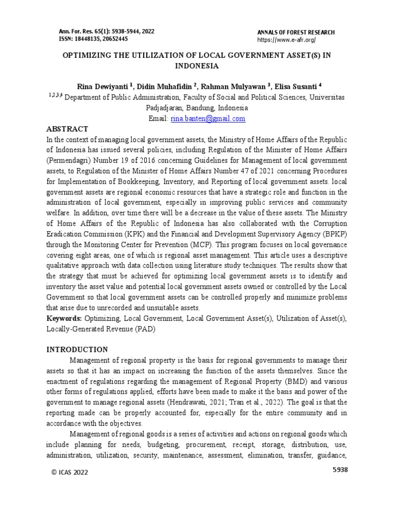 Optimizing The Utilization of Local Government Asset (S) in | PDF ...