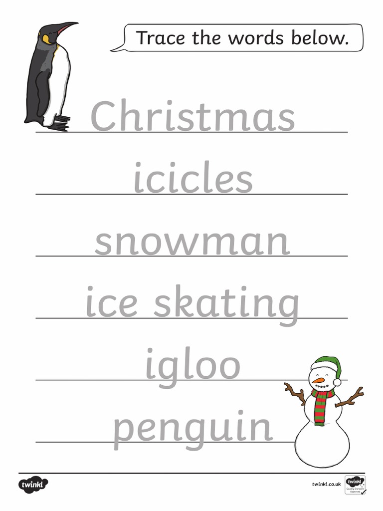 T T 2544409 Winter Themed Trace The Words Activity - Ver - 2 | PDF