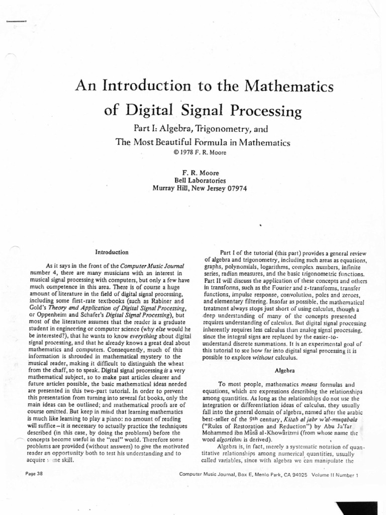 An Introduction to Digital Signal Processing Mathematics | PDF | Sine ...
