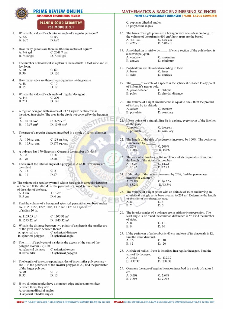 3.1 Plane and Solid Geometry Problems | PDF