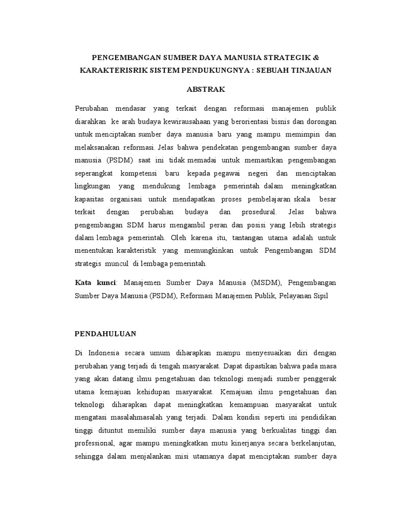 Pengembangan Sumber Daya Manusia Strategik | PDF