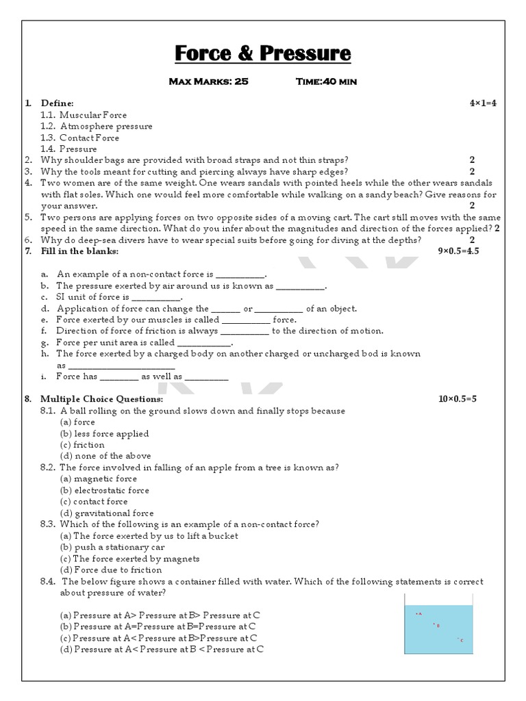 Force & Pressure | PDF | Force | Pressure