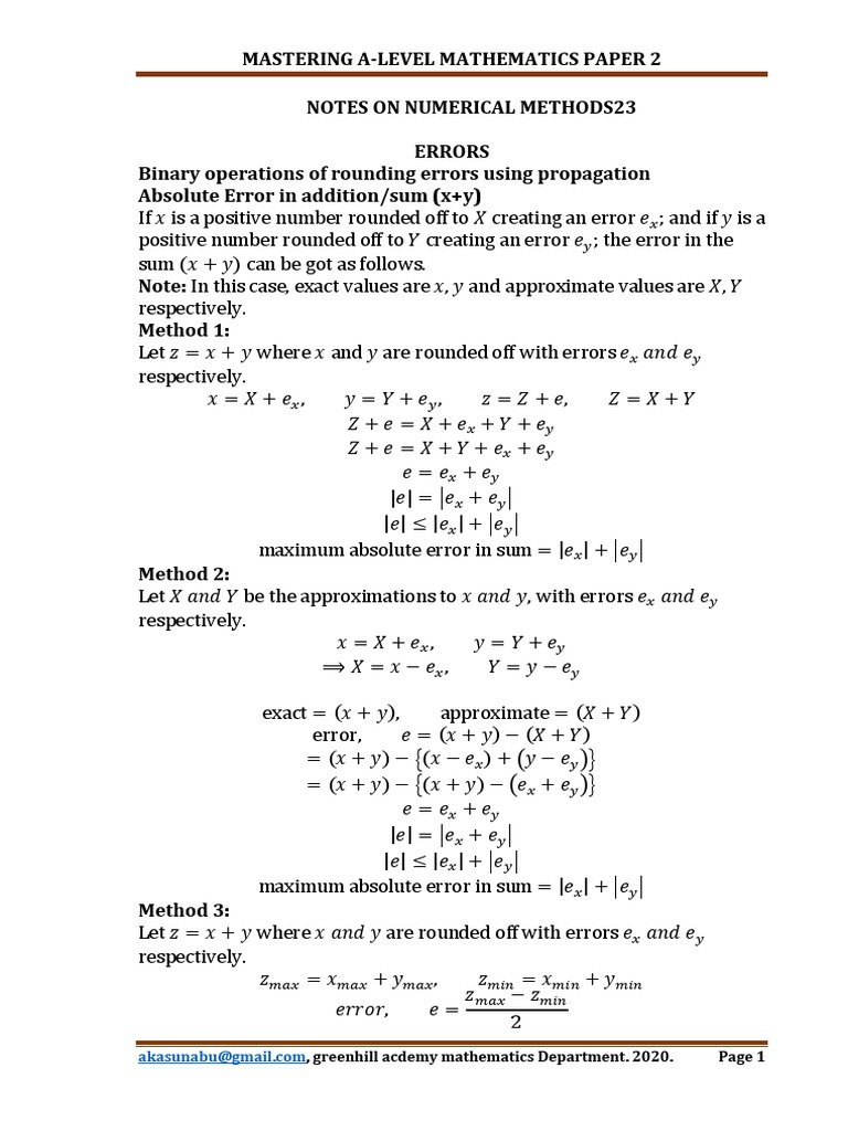 Errors and Flow Chart Notes | Download Free PDF | Approximation | Numbers