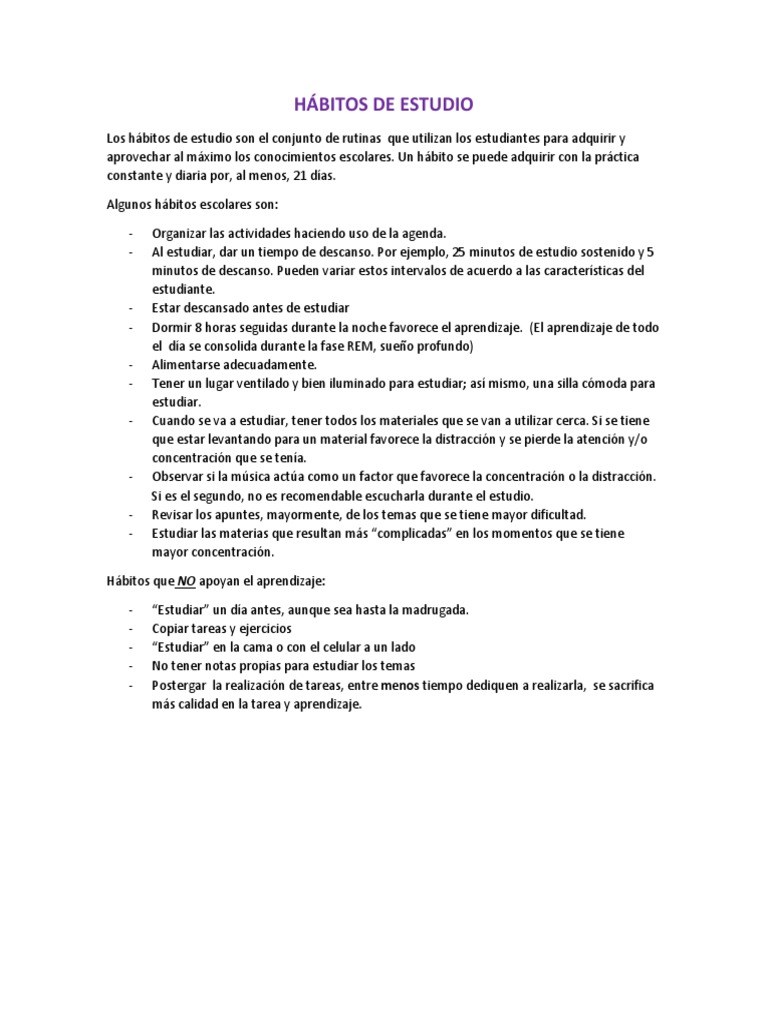 Mejores Hábitos de Estudio Efectivos | PDF