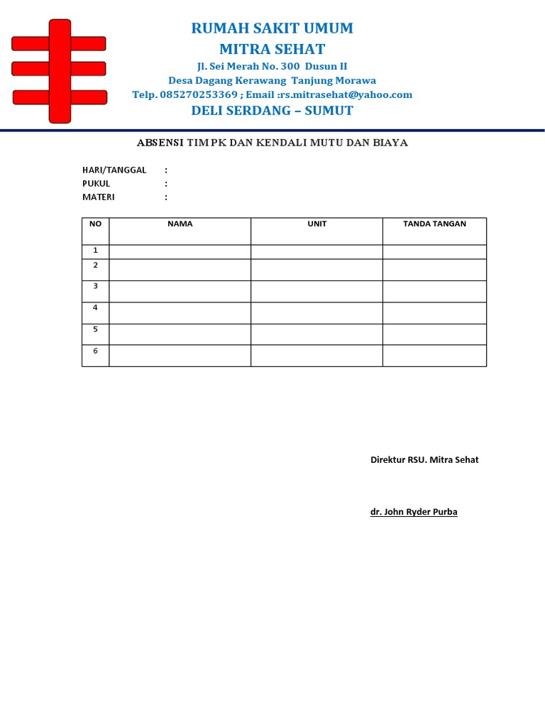 Rapat Absensi Tim Kendali Mutu Dan Biaya | PDF
