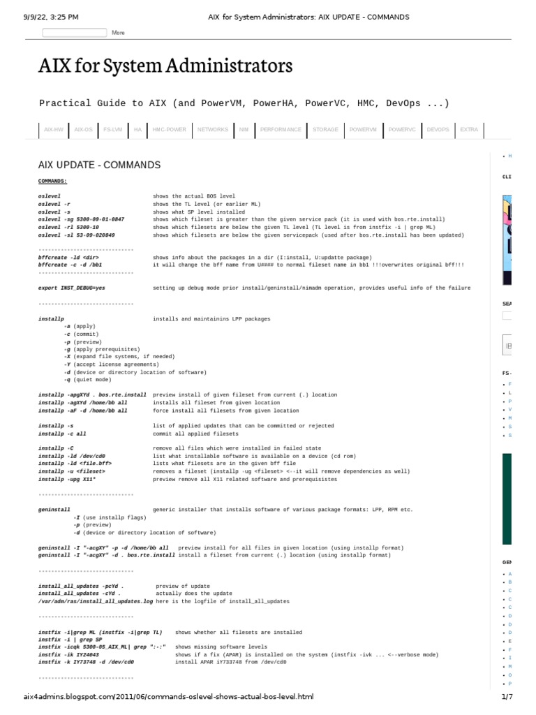 AIX SysAdmin COMMANDS | PDF | Computer Data | Computer Engineering