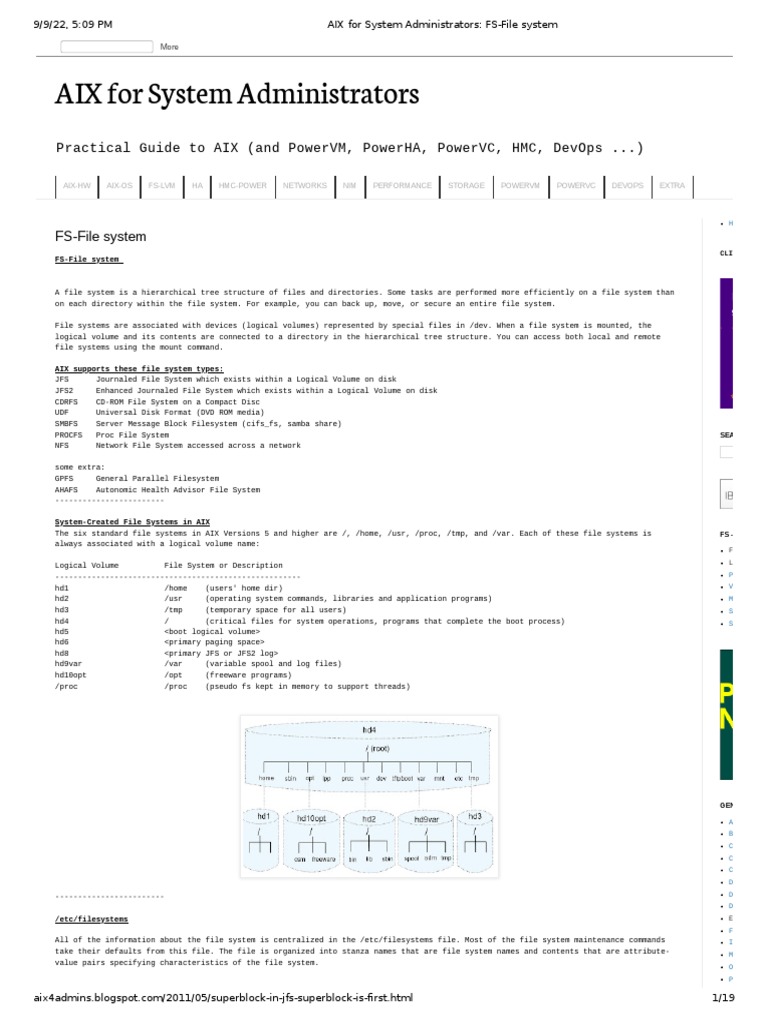 Aix Sysadmin Fs File System Pdf File System Computer File