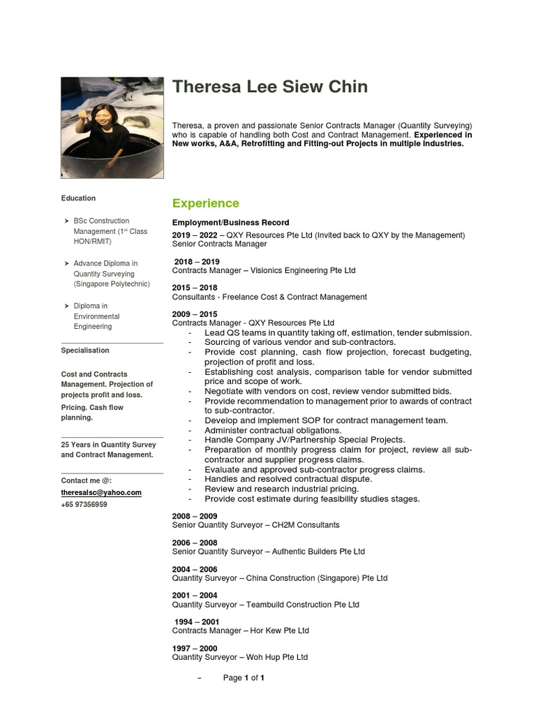 Theresa Lee Siew Chin: Experience | PDF | Economies | Business