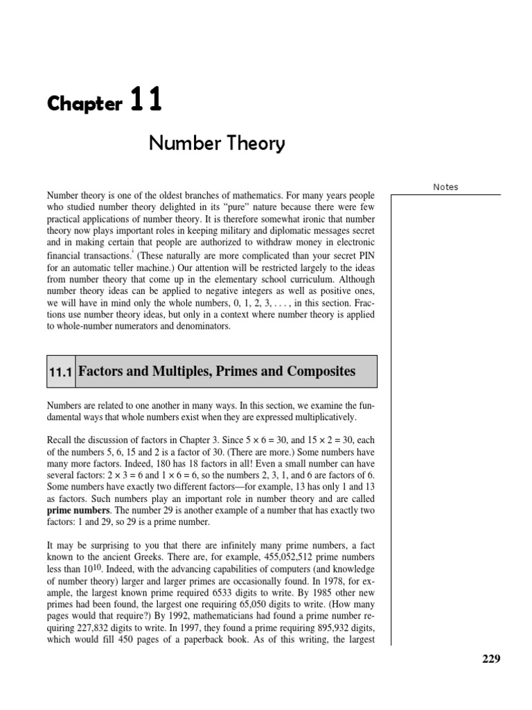 Chapter 11 Number Theory | PDF | Numbers | Prime Number