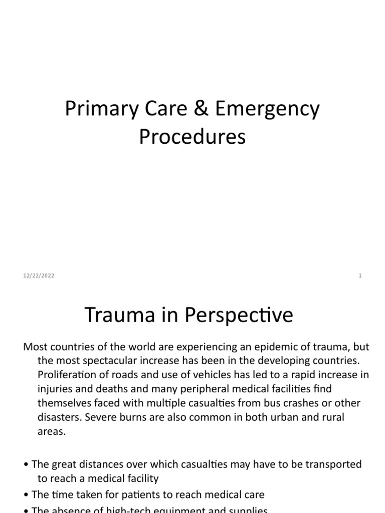 LC 01 Primary Care & Emergency Procedures | PDF | Major Trauma ...