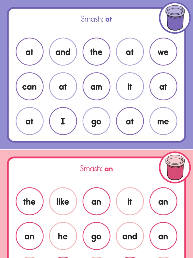 Color Kindergarten Sight Words Smash Mats | PDF | Poetry
